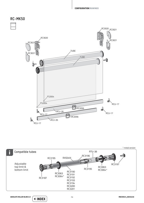 Coulisse Configuration Drawing For Absolute Roller Blind Page 72 73